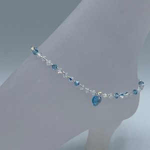 Something Blue Anklet, Crystal Wedding Anklet, Crystal Heart Anklet ...
