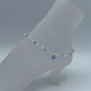 Something Blue Anklet, Crystal Wedding Anklet, Crystal Heart Anklet ...