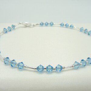 Aquamarine Anklet, Light Blue Crystal Anklet, Blue Swarovski Wedding ...