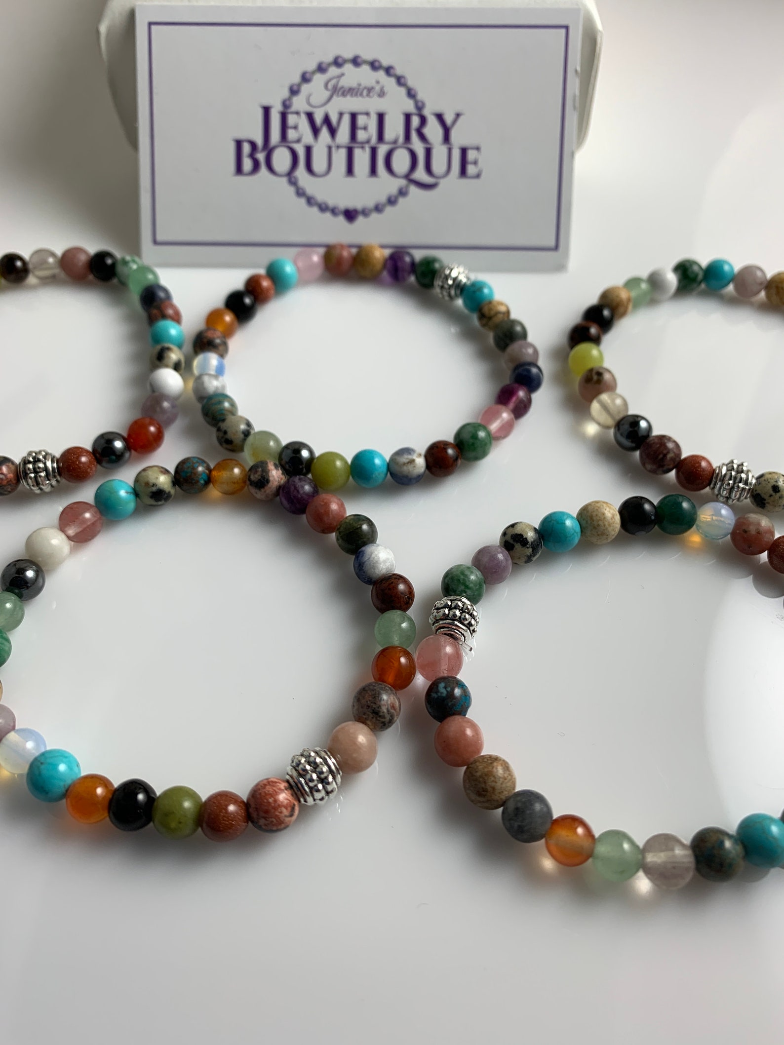 Multi Color Gemstone Bracelet, Healing Stone Bracelets, Grounding ...