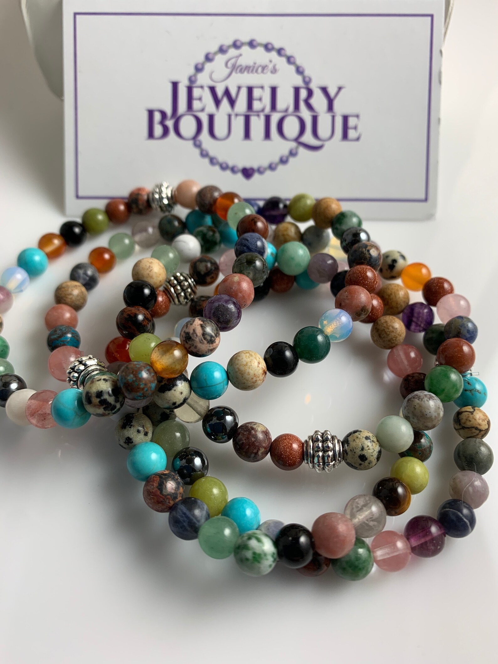 Multi Color Gemstone Bracelet, Healing Stone Bracelets, Grounding ...