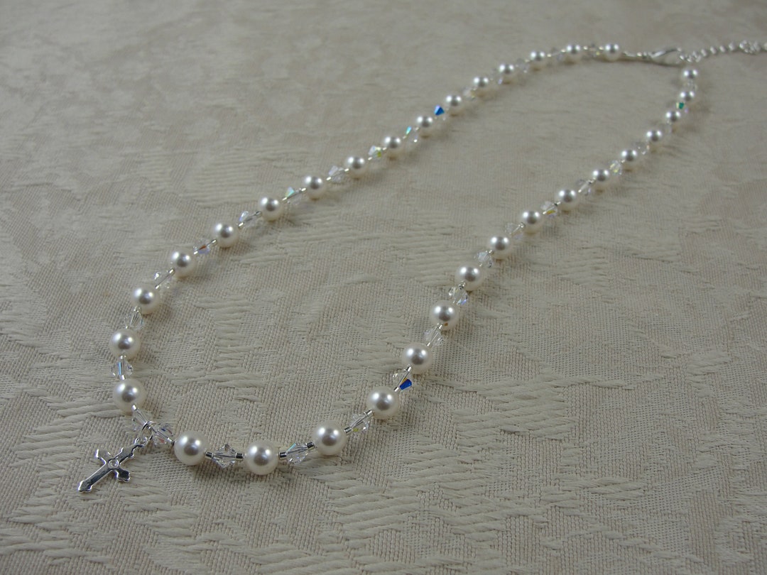 First Holy Communion Necklace, Sterling Silver Cross Necklace ...