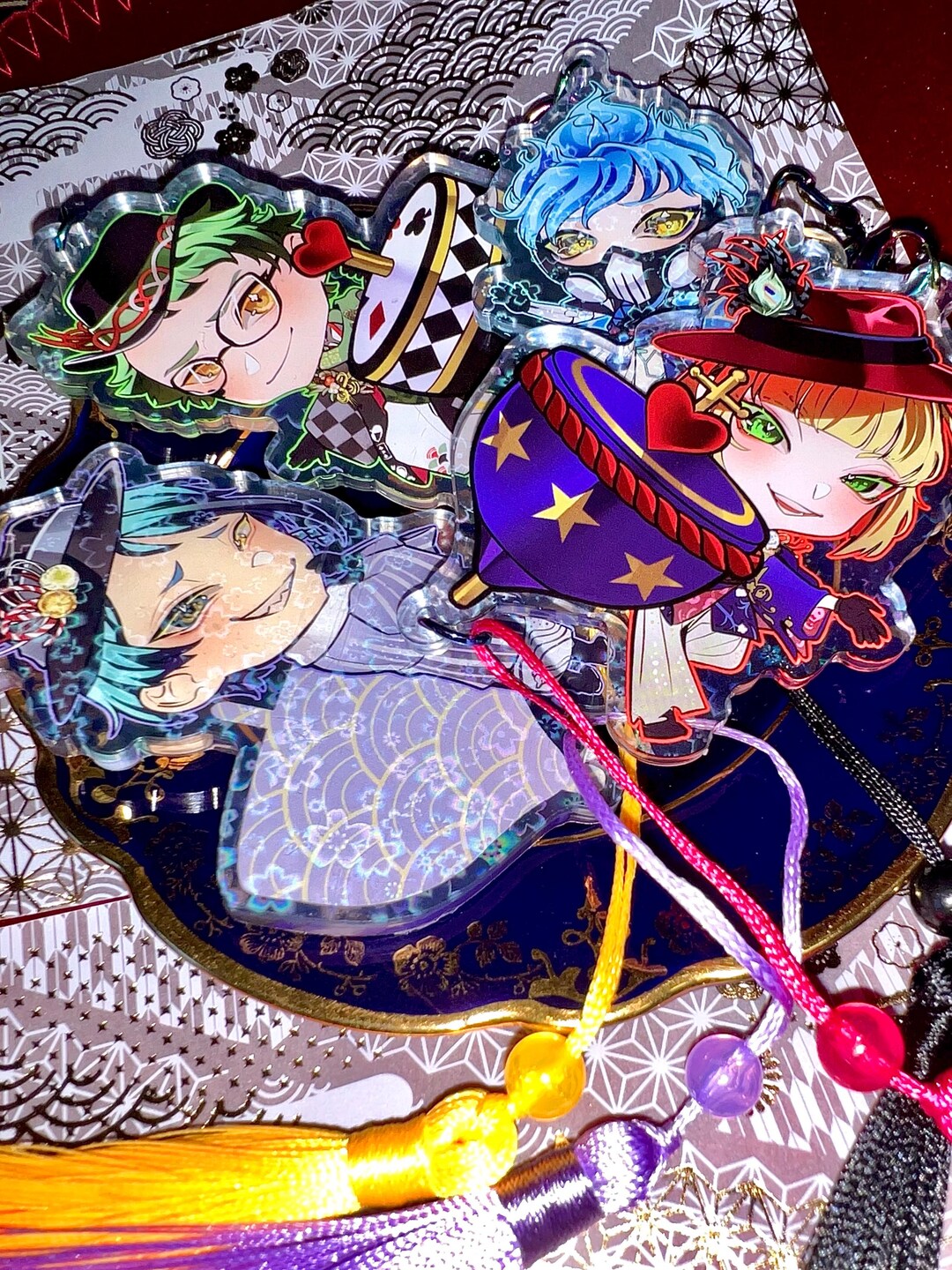 Twisted Wonderland New Years Acrylic Keychains: Rook Hunt Jade Leech ...