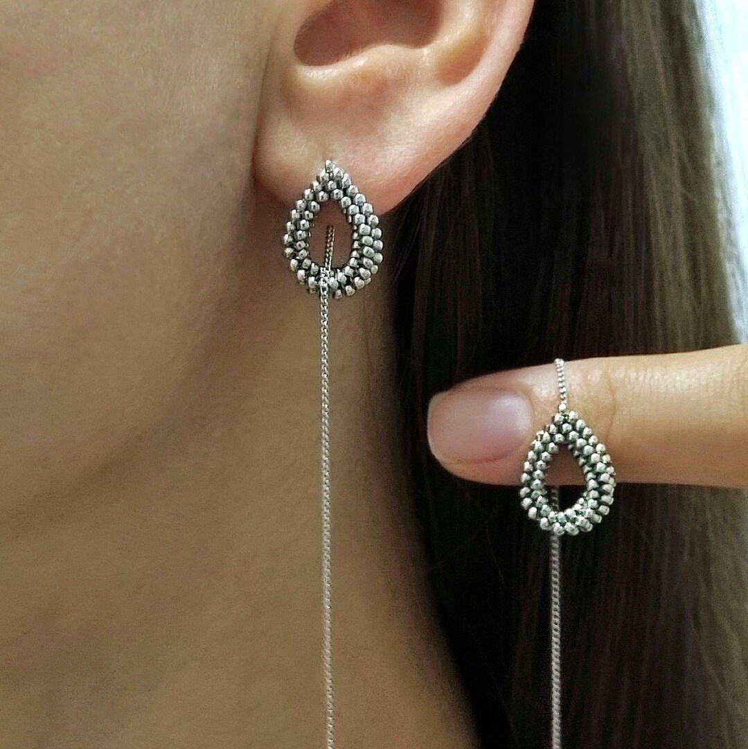 PDF Tutorial - Beaded Drop Earrings With Chain - Etsy