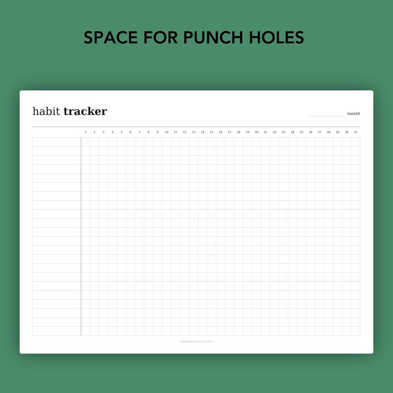 Landscape Habit Tracker Template Printable: 30 Day Habit Challenge ...