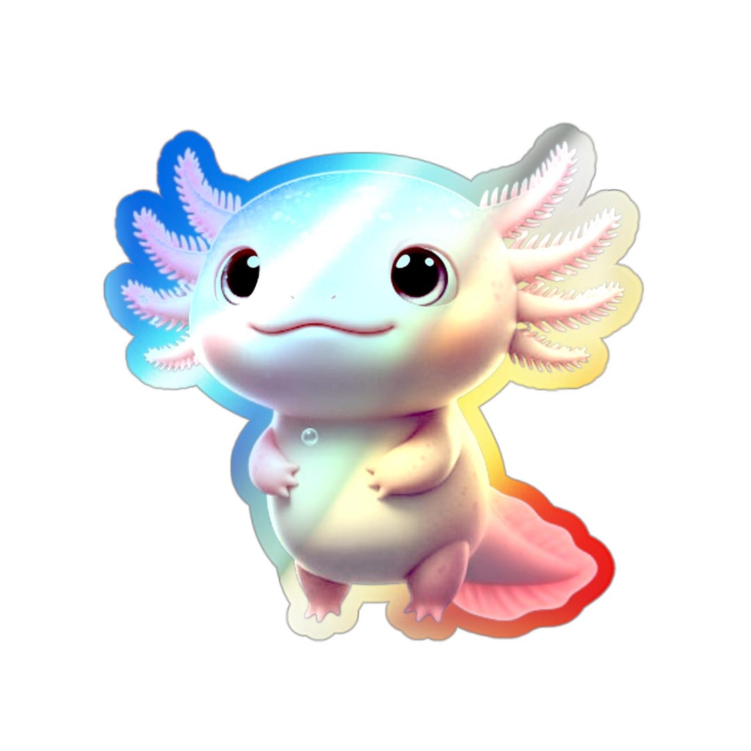 Holographic Rainbow Axolotl Sticker - Etsy