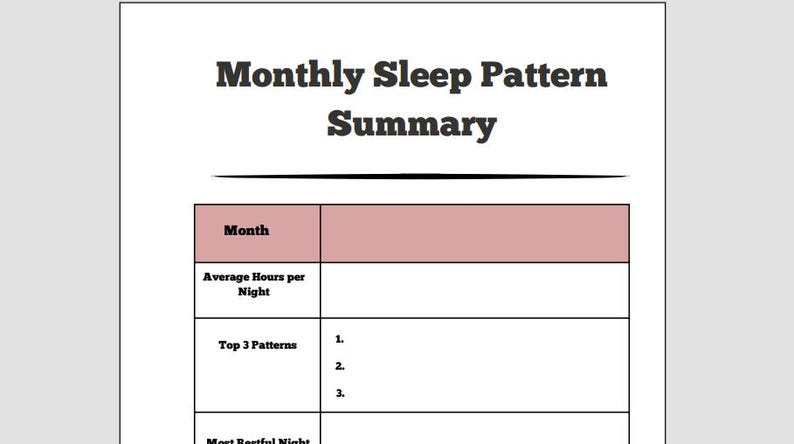 Sleep and Rest Tracker | Printable Sleep Diary, CPAP Log, Sleep Hygiene ...