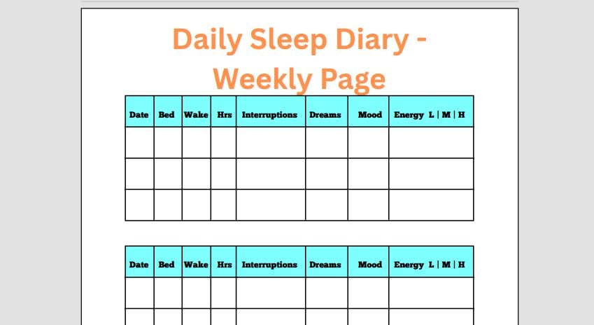 Sleep and Rest Tracker | Printable Sleep Diary, CPAP Log, Sleep Hygiene ...