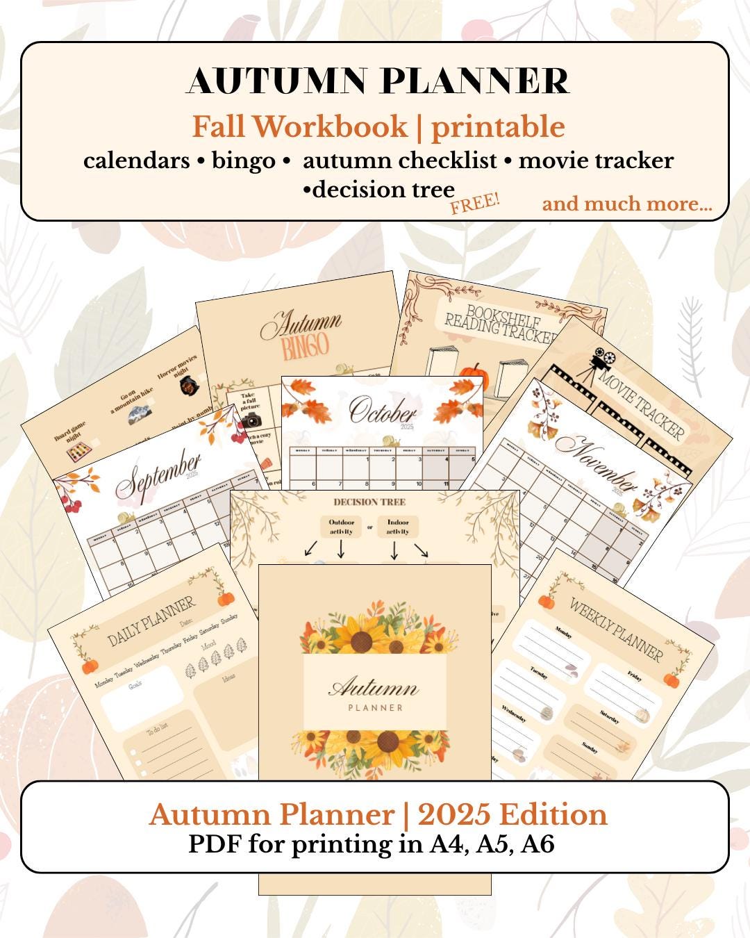 Autumn Digital Planner – Autumn Aesthetic Workbook With Calendar, Daily ...