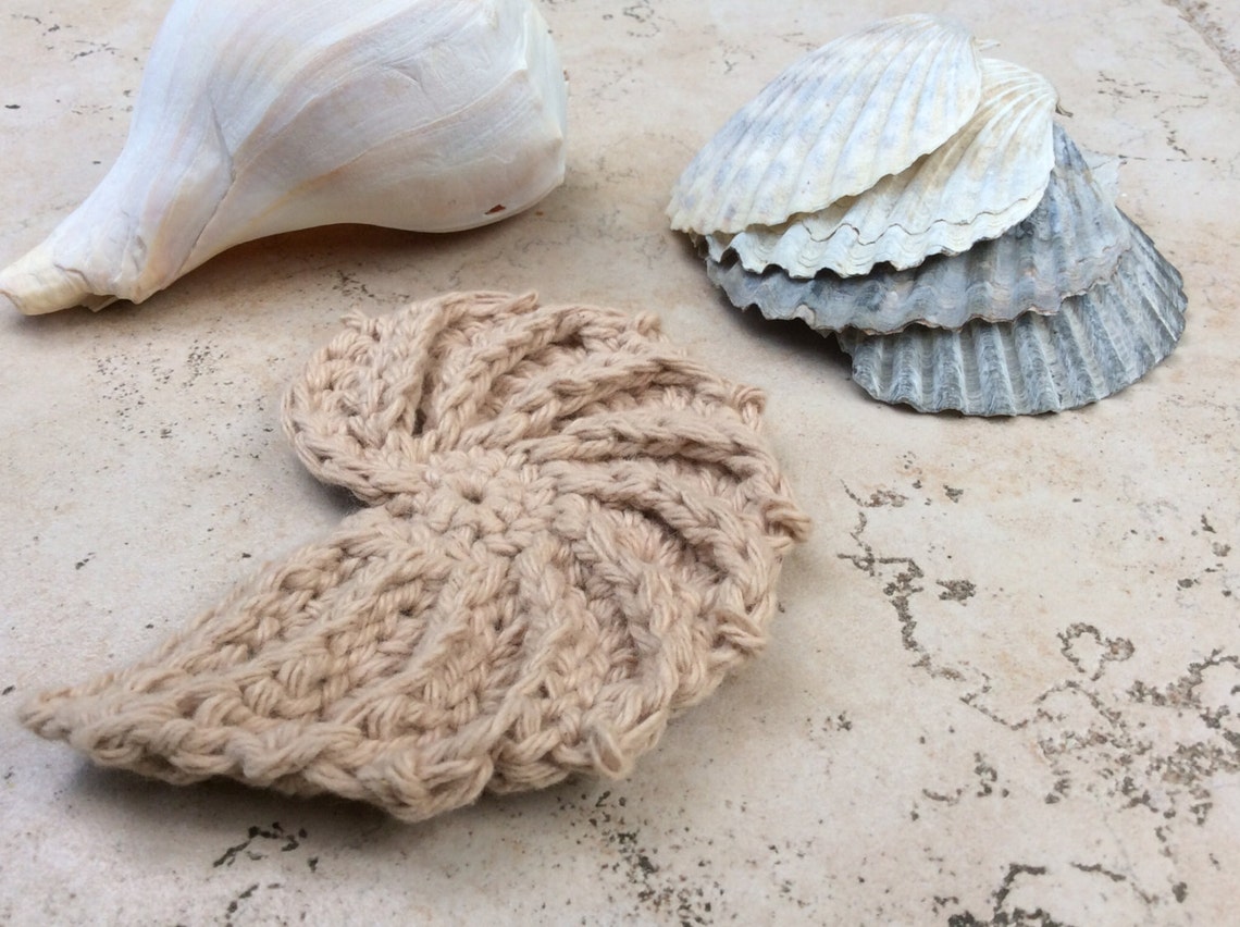 CROCHET Seashell PATTERN, NO Sew Coaster Seashell, Textured Seashell ...