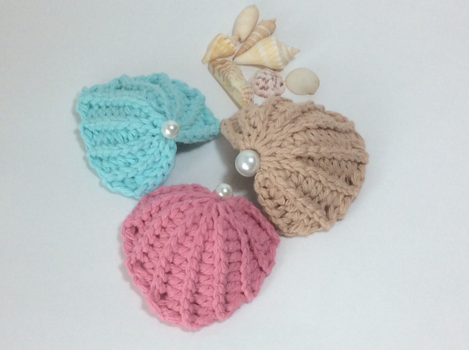 Crochet PATTERNSset of 4 seashell patterns sea shell | Etsy