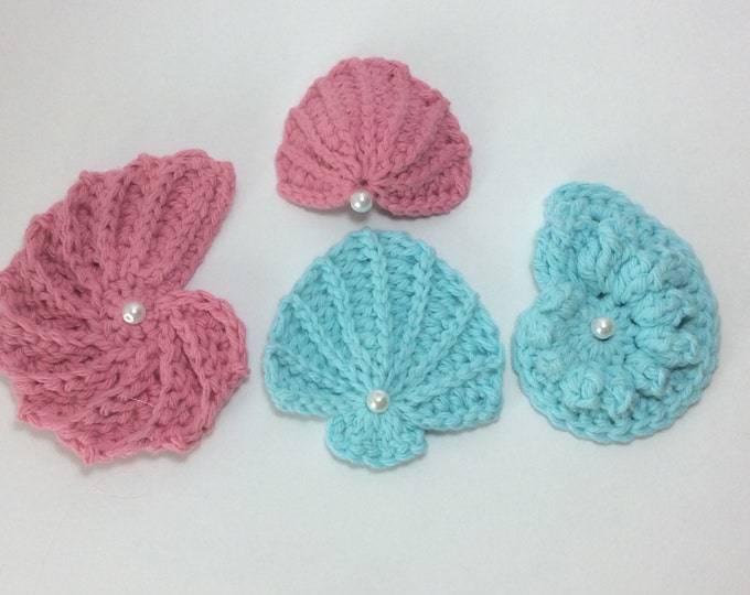 Crochet Patterns,set of 4 Seashell Patterns, Sea Shell Appliqué ...