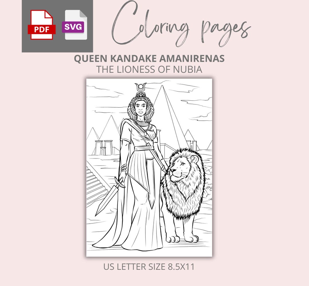 Queen Kandake Amanirenas Coloring Page SVG & PDF | Nubian Warrior Queen ...