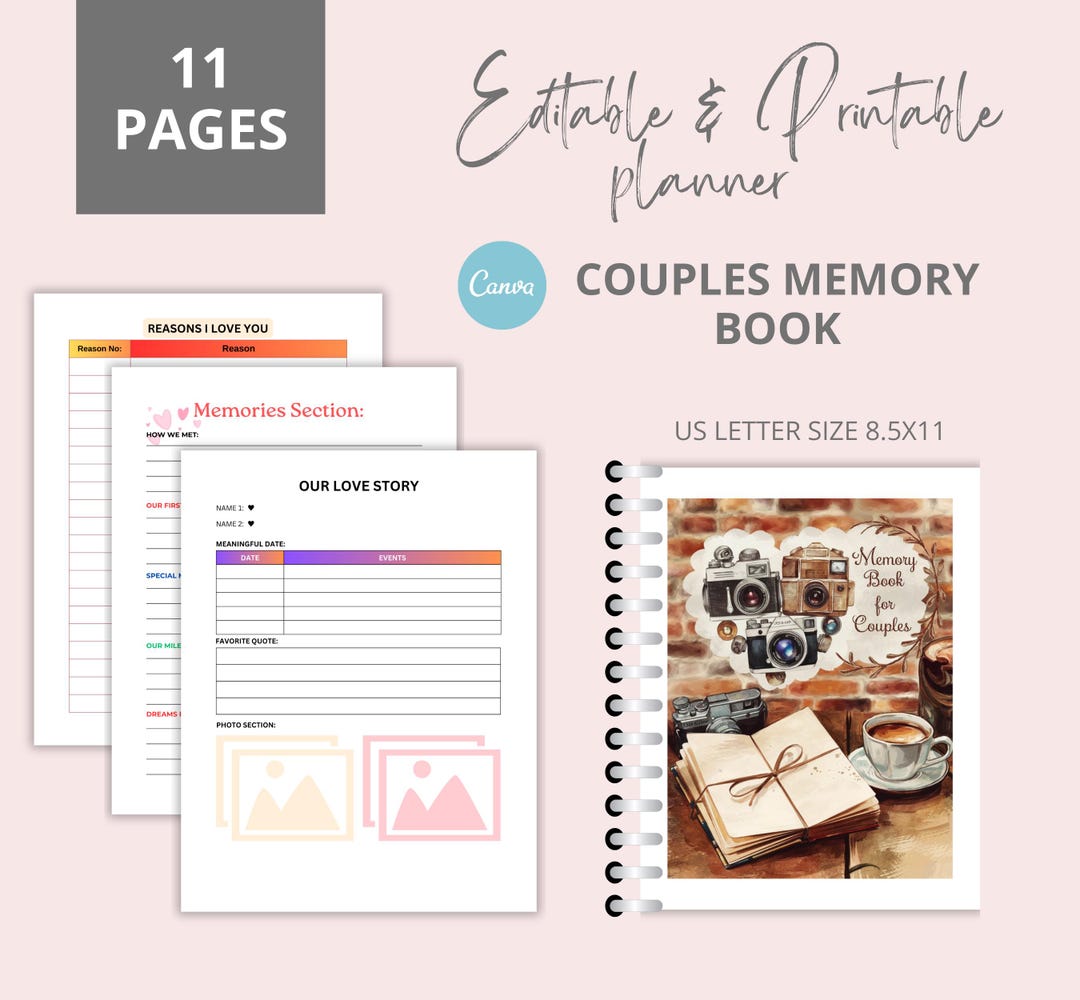 Couples Memory Book | Editable & Printable Relationship Journal ...