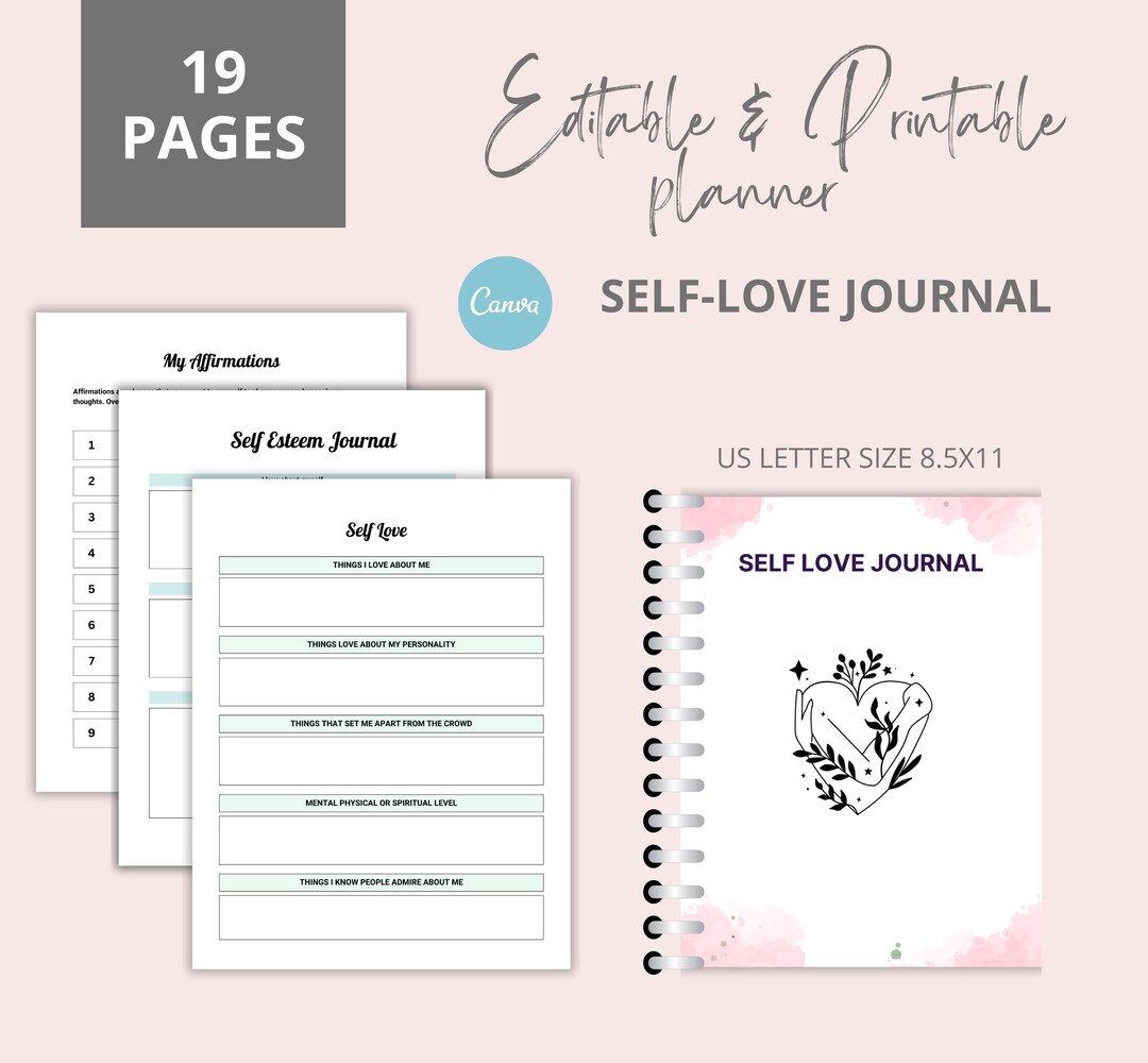 Self-love Journal | Editable & Printable Wellness Planner ...