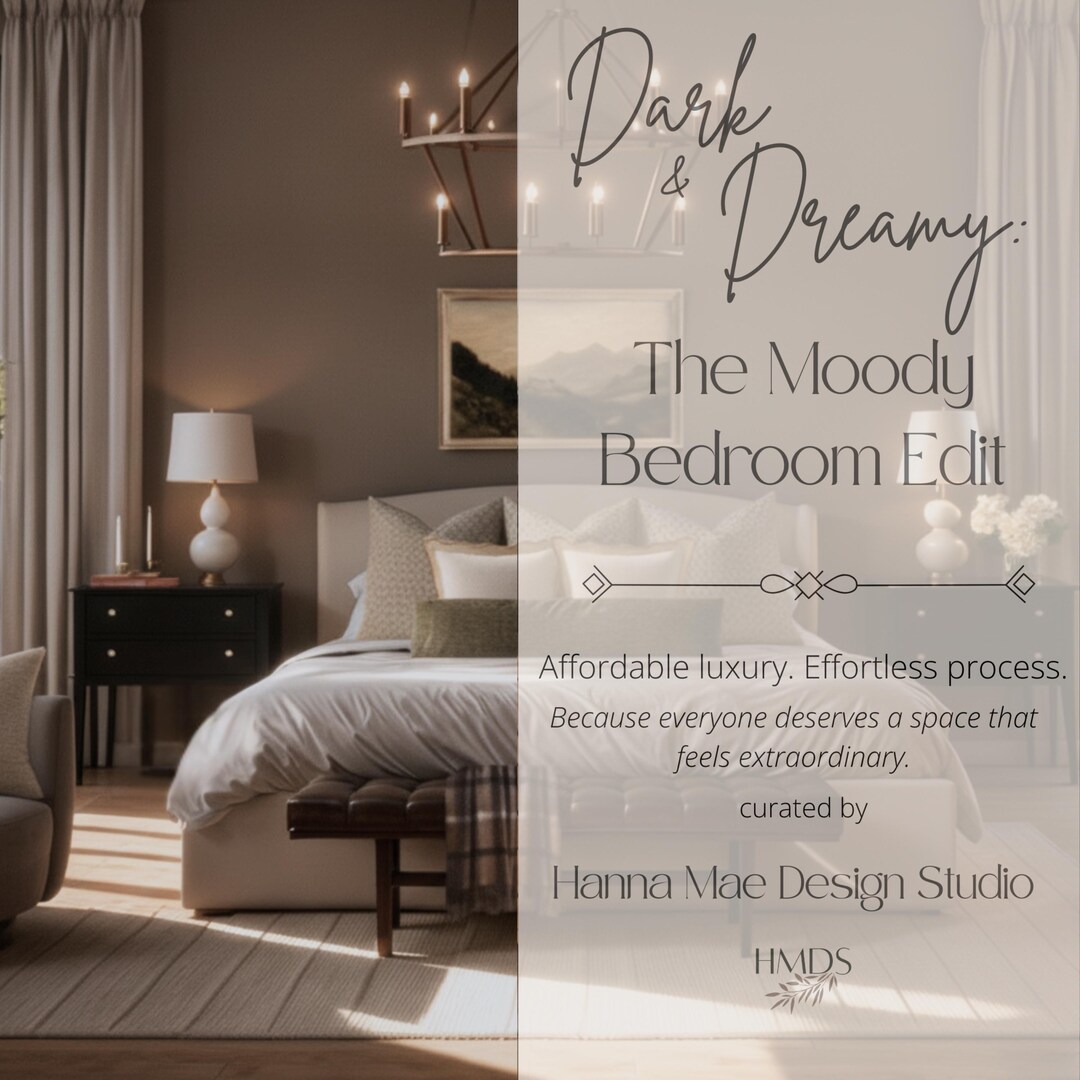 DIY Bedroom Makeover | Pre-made Designer Packet | Moody Dark & Dreamy ...