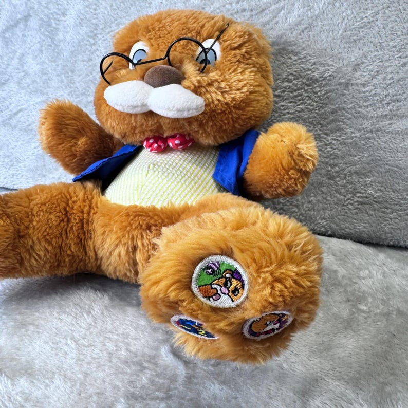 Vintage Talking Grandpa Teddy Bear Plush Glasses Musical Storytime ...