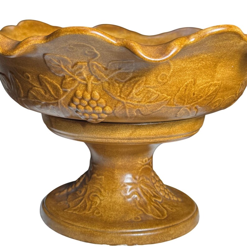 Compote Pedestal Footed Bowl Centerpiece Grape Vintage Pottery Design ...