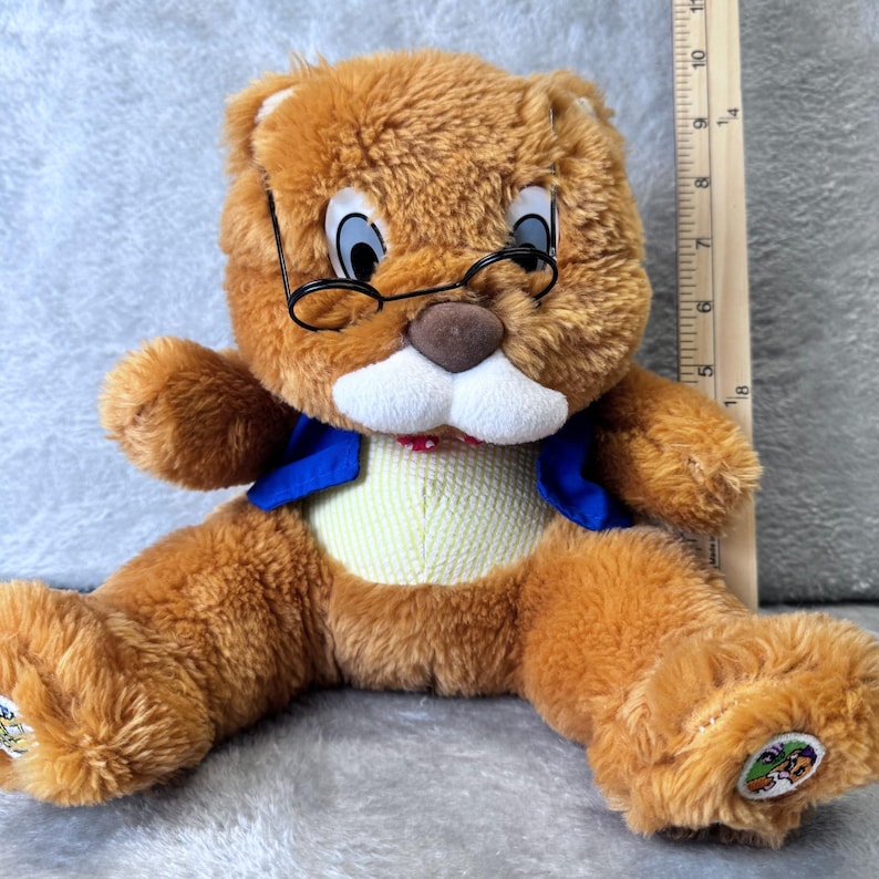 Vintage Talking Grandpa Teddy Bear Plush Glasses Musical Storytime ...