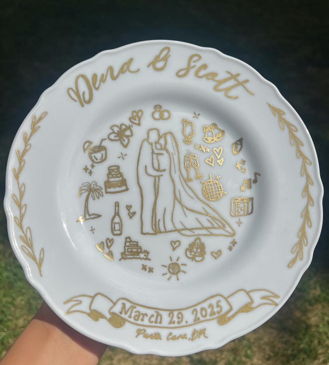 Custom Hand Painted Wedding Silhouette Plate - Etsy