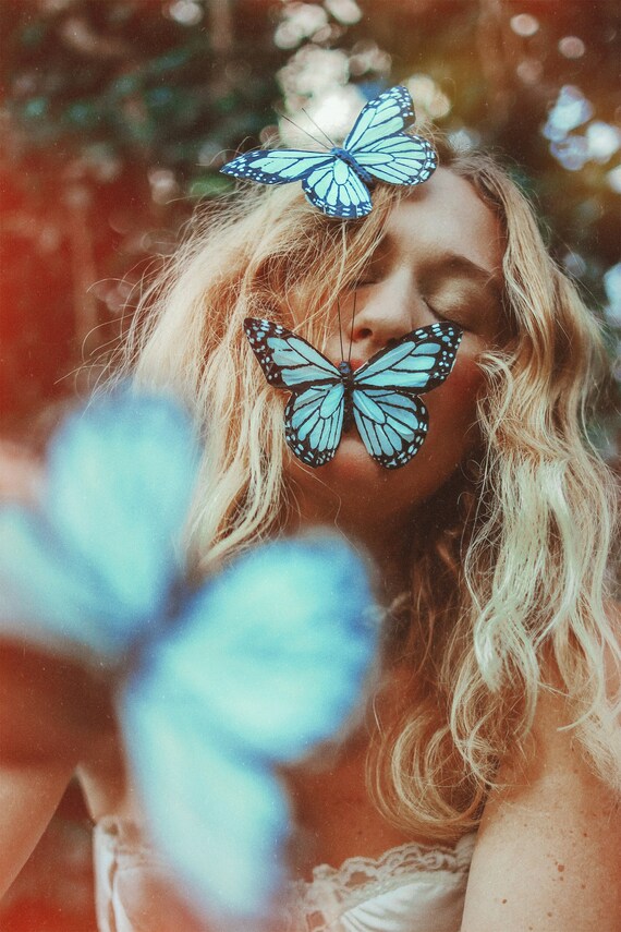 Sky Monarch Butterfly Hair Clips Set of 3 Ready to Ship - Etsy