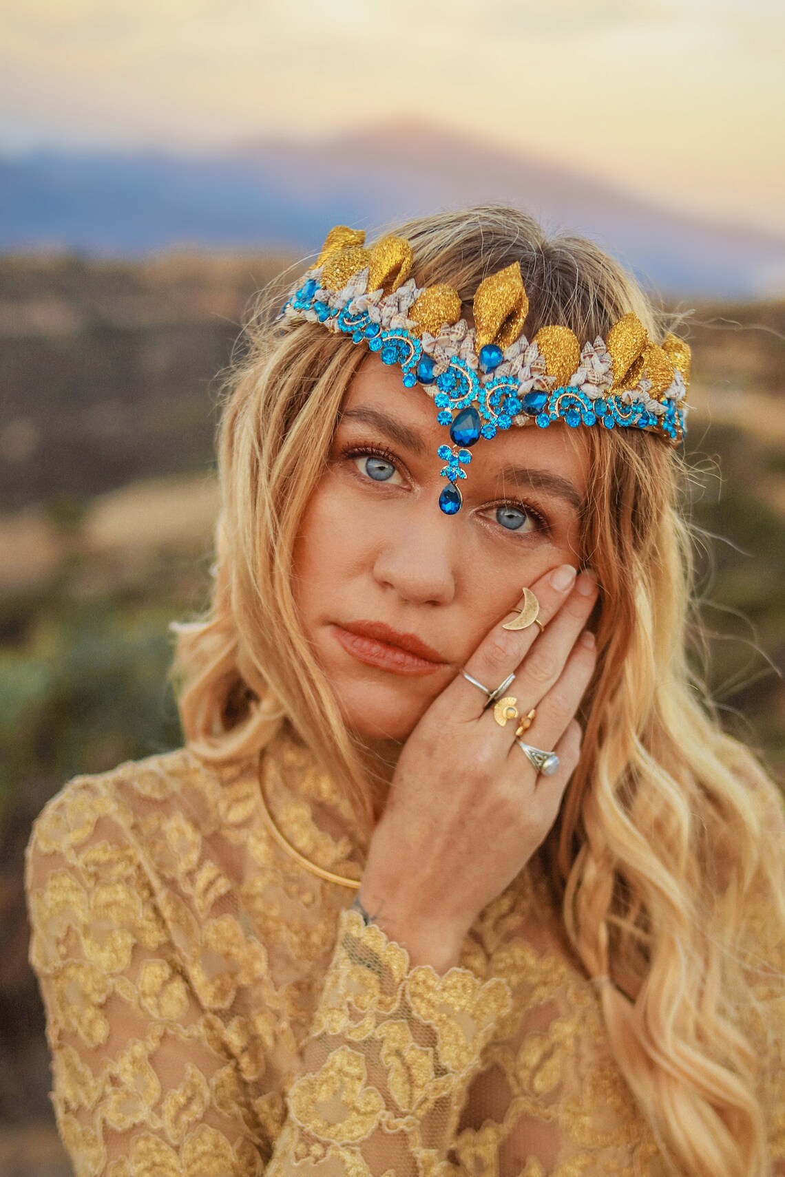 Faelyn Mermaid Crown in Sapphire - Etsy