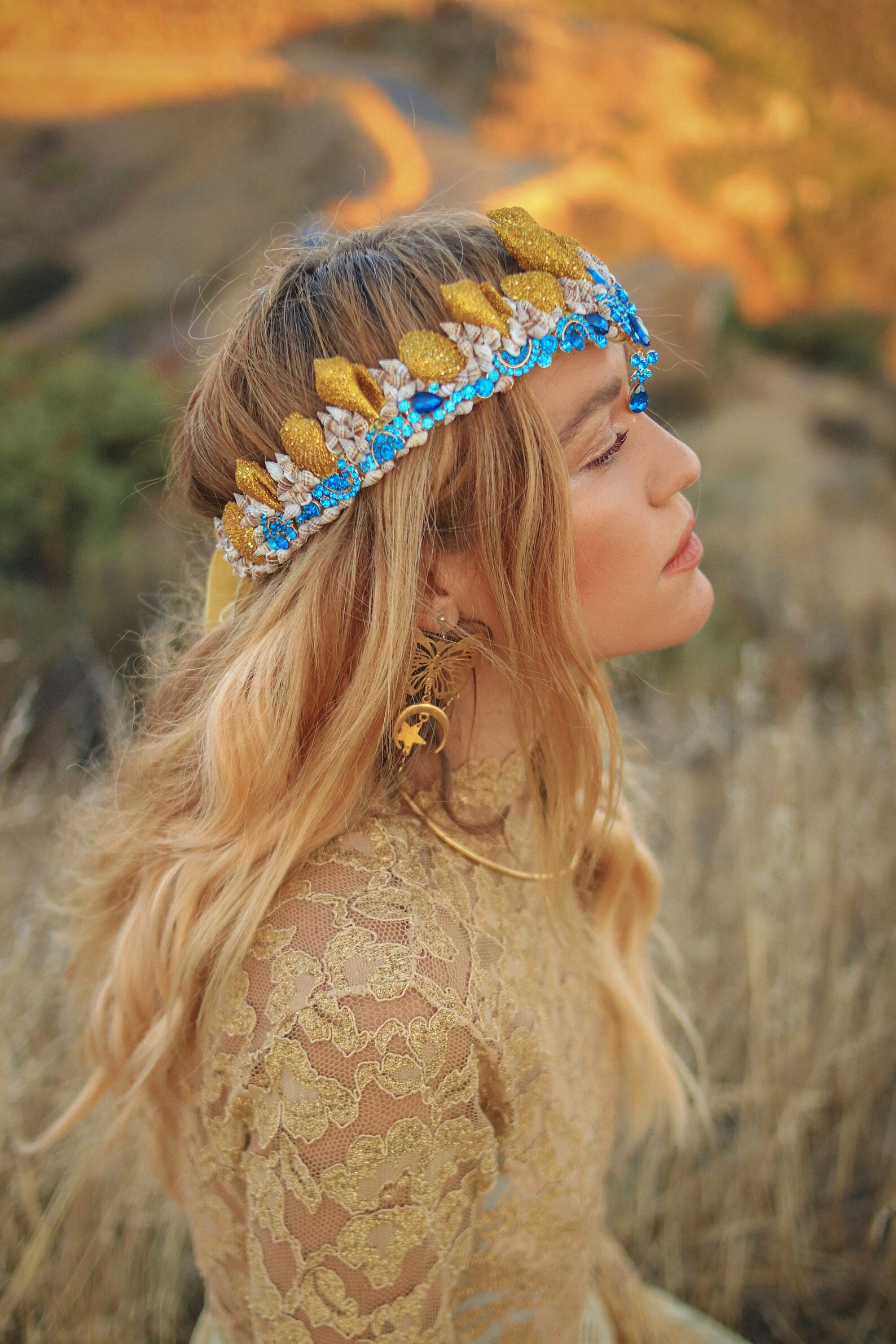 Faelyn Mermaid Crown in Sapphire - Etsy