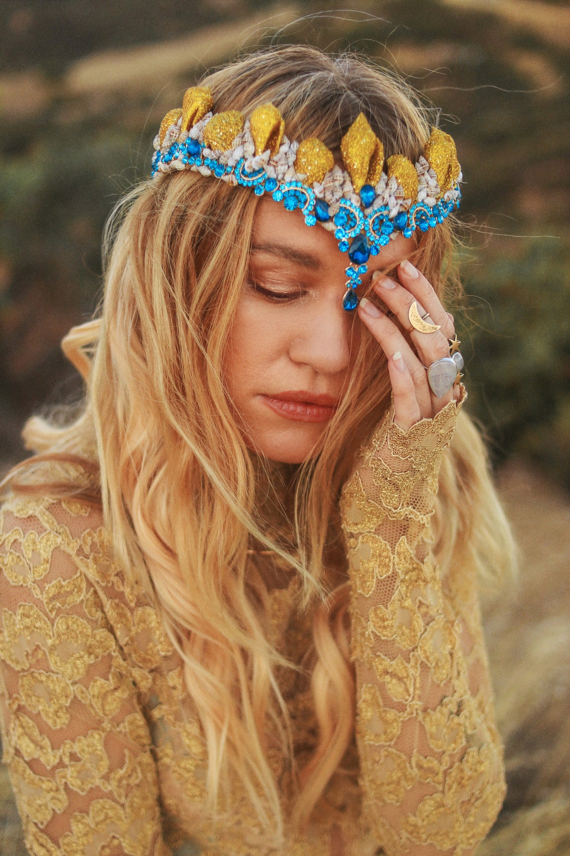 Faelyn Mermaid Crown in Sapphire - Etsy