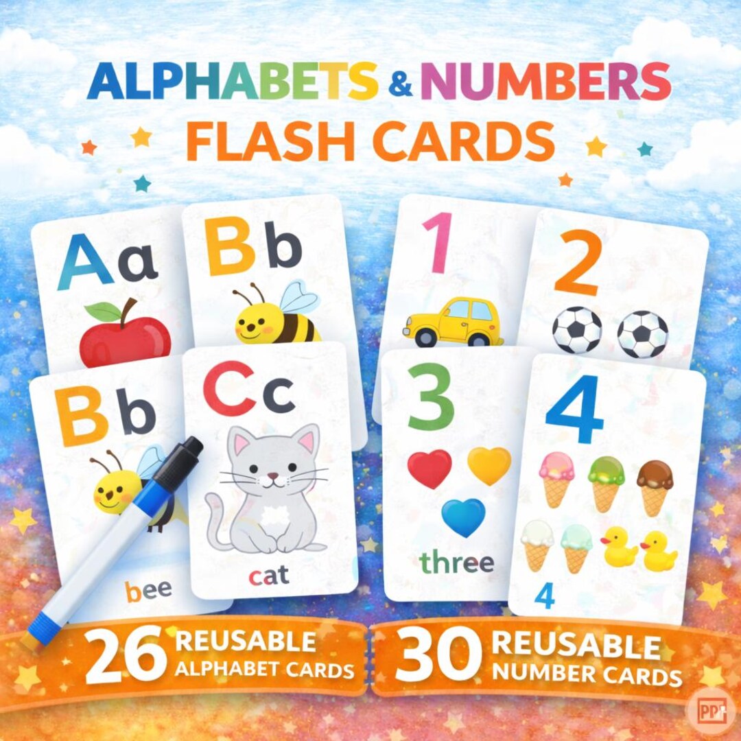 Preschool Printable Flashcards | A to Z Alphabet and Numbers Flash ...