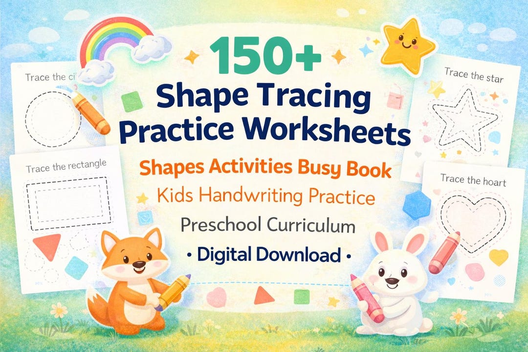 150+ Shape Tracing Practice Worksheets | Shapes Activities Busy Book ...