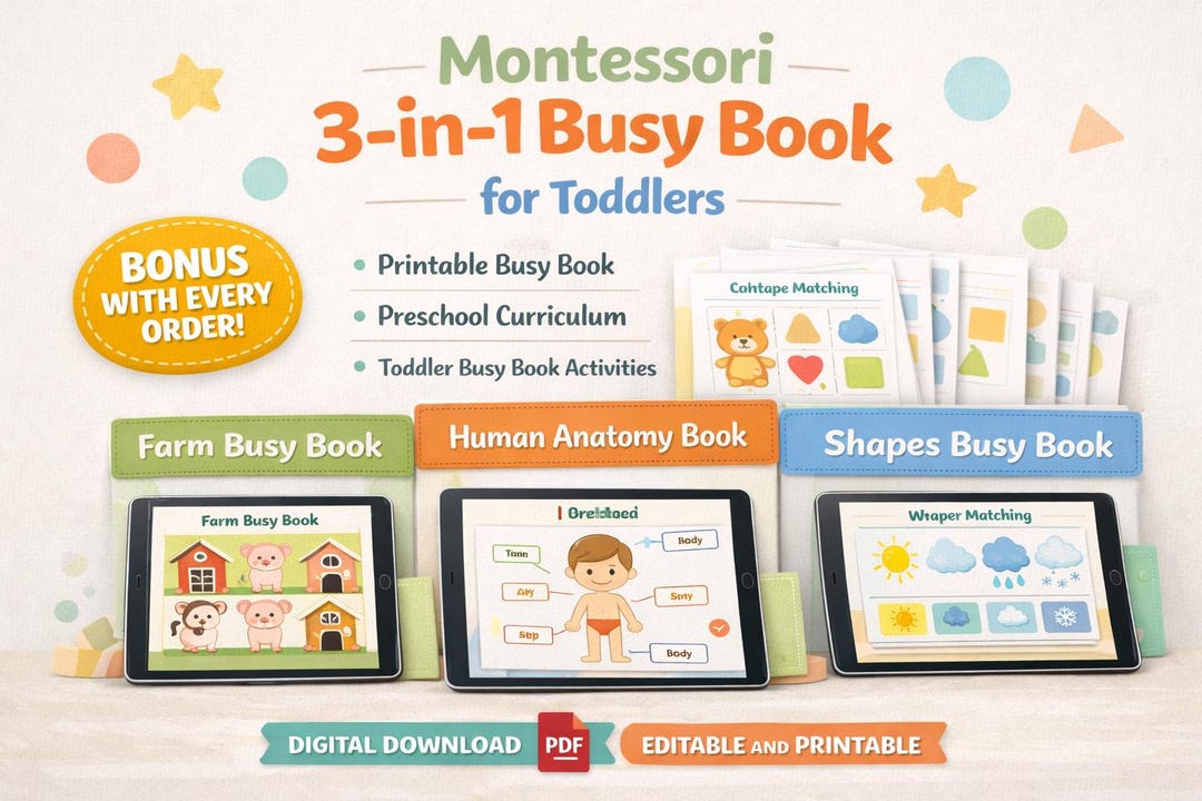 Montessori Busy Book for Toddlers | Printable Busy Book | Preschool ...