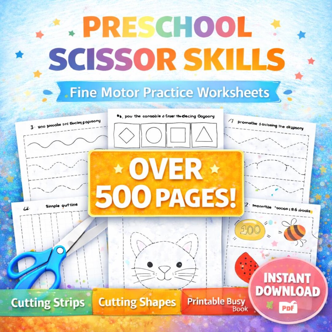 Preschool Scissor Skills Activity Book | Fine Motor Practice Worksheets ...
