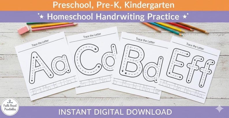 Alphabet Tracing Worksheets Bundle | Kids Handwriting Practice ...