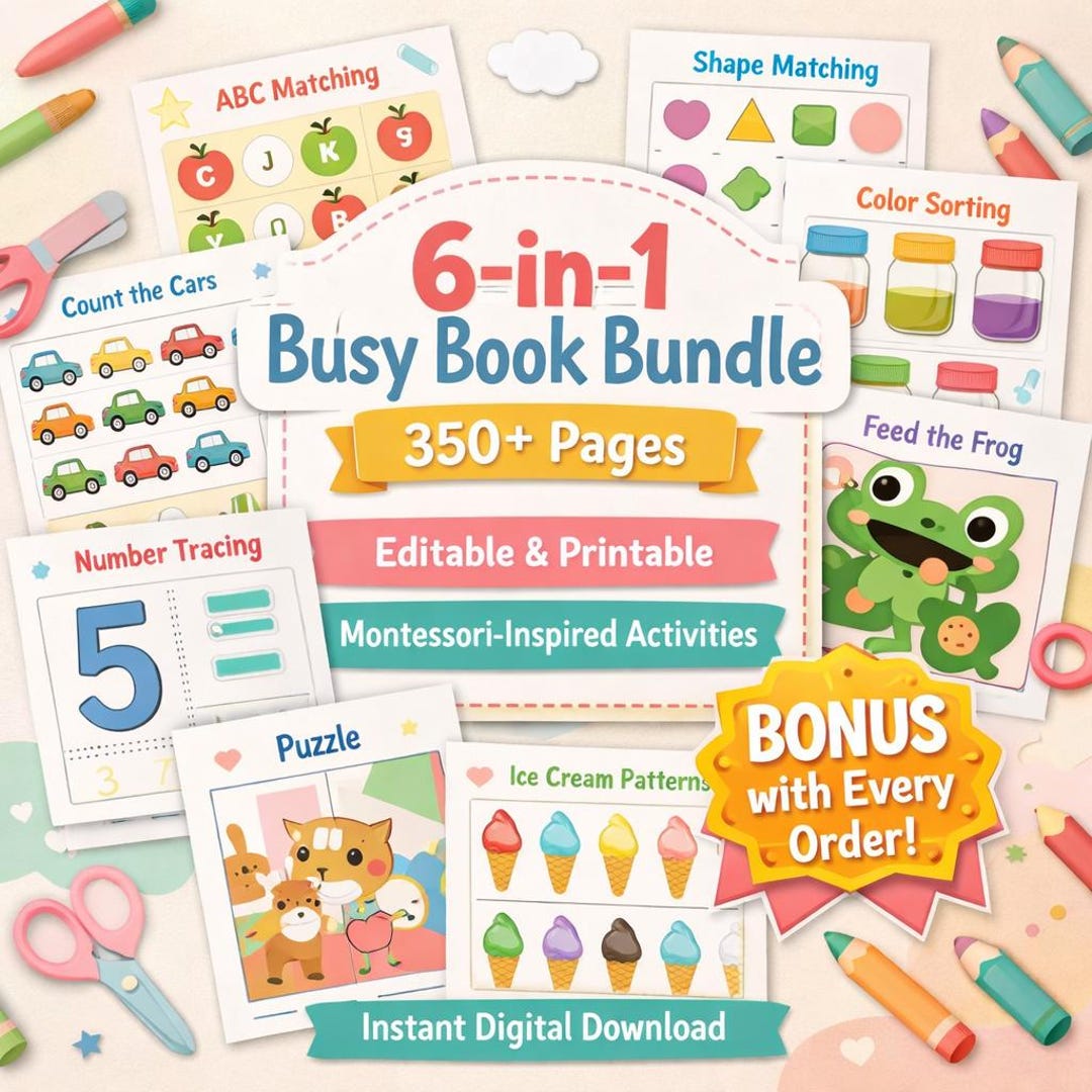 6 in 1 Editable Busy Book Bundle, 350+ Printable Pages, Montessori ...