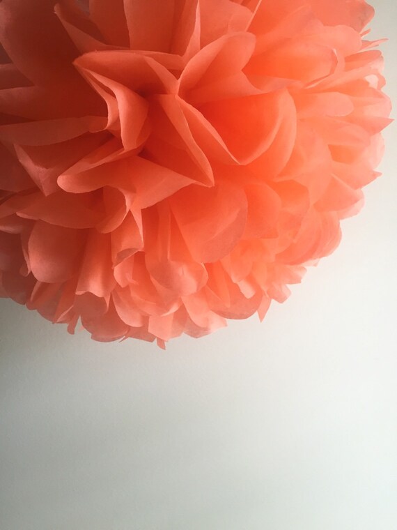 1 Salmon Tissue Paper Pom Pom, Wedding Poms, Paper Pom Flowers by ...