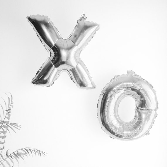 Valentines Day Decor Balloons,Silver Foil Balloons, XO Balloons, Silver ...