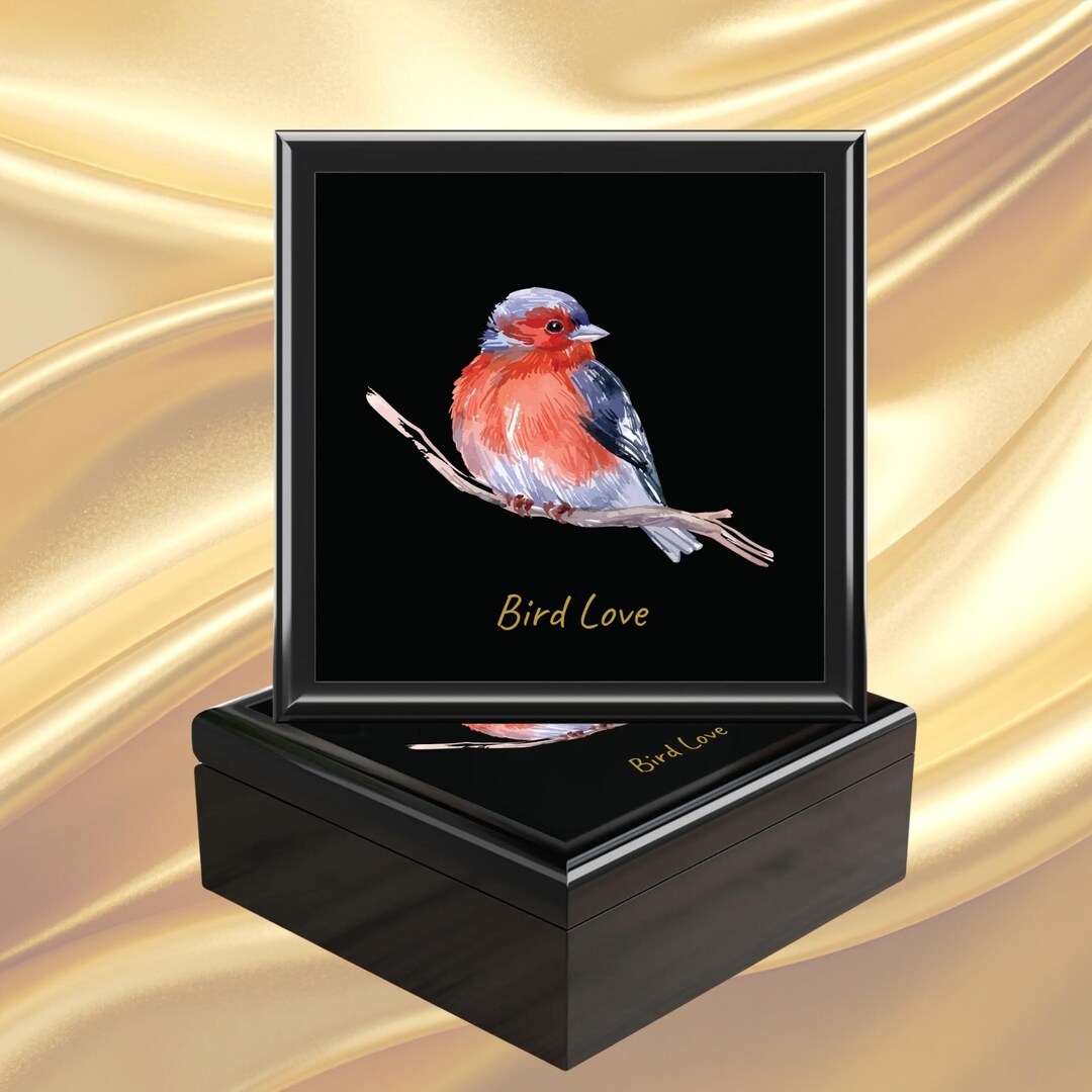 Bird Memorial Box | Robin Jewelry Box | Pet Bird Loss Gift | Wooden ...