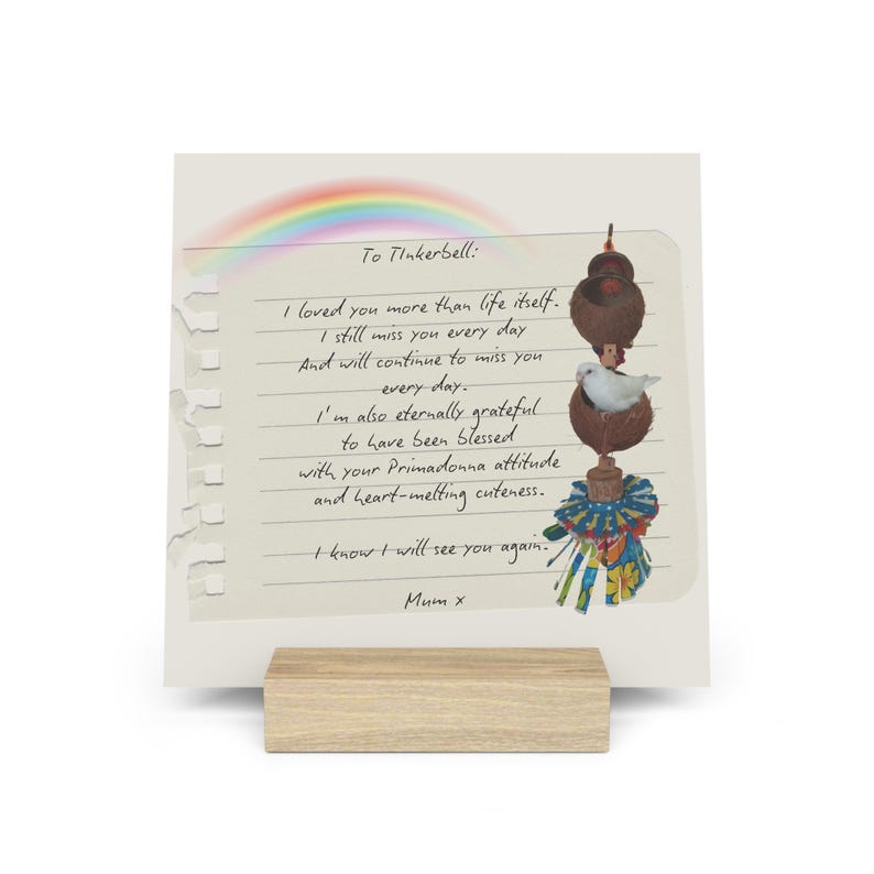 Rainbow Bridge Bird Memorial | Tiny Art 6x6" | Pet Bird Loss Gift ...