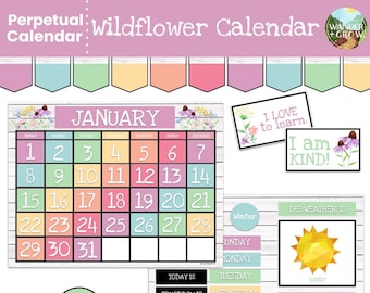 Perpetual Calendar, Preschool Toddler Kindergarten Circle Time, Morning ...