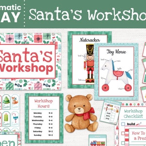 Santa's Workshop Dramatic Play, Pretend Play Printables Christmas ...