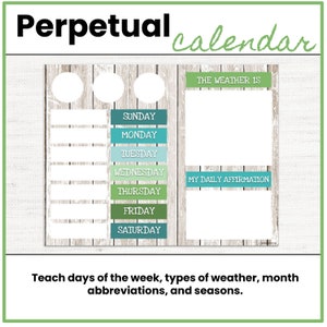 Perpetual Classroom Circle Time Printable Calendar Set Display, Nature ...