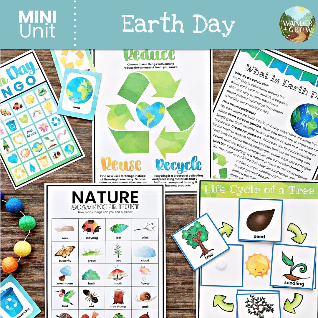 Earth Day Mini Unit | Homeschool Preschool | Earth Day Bingo, Scavenger ...