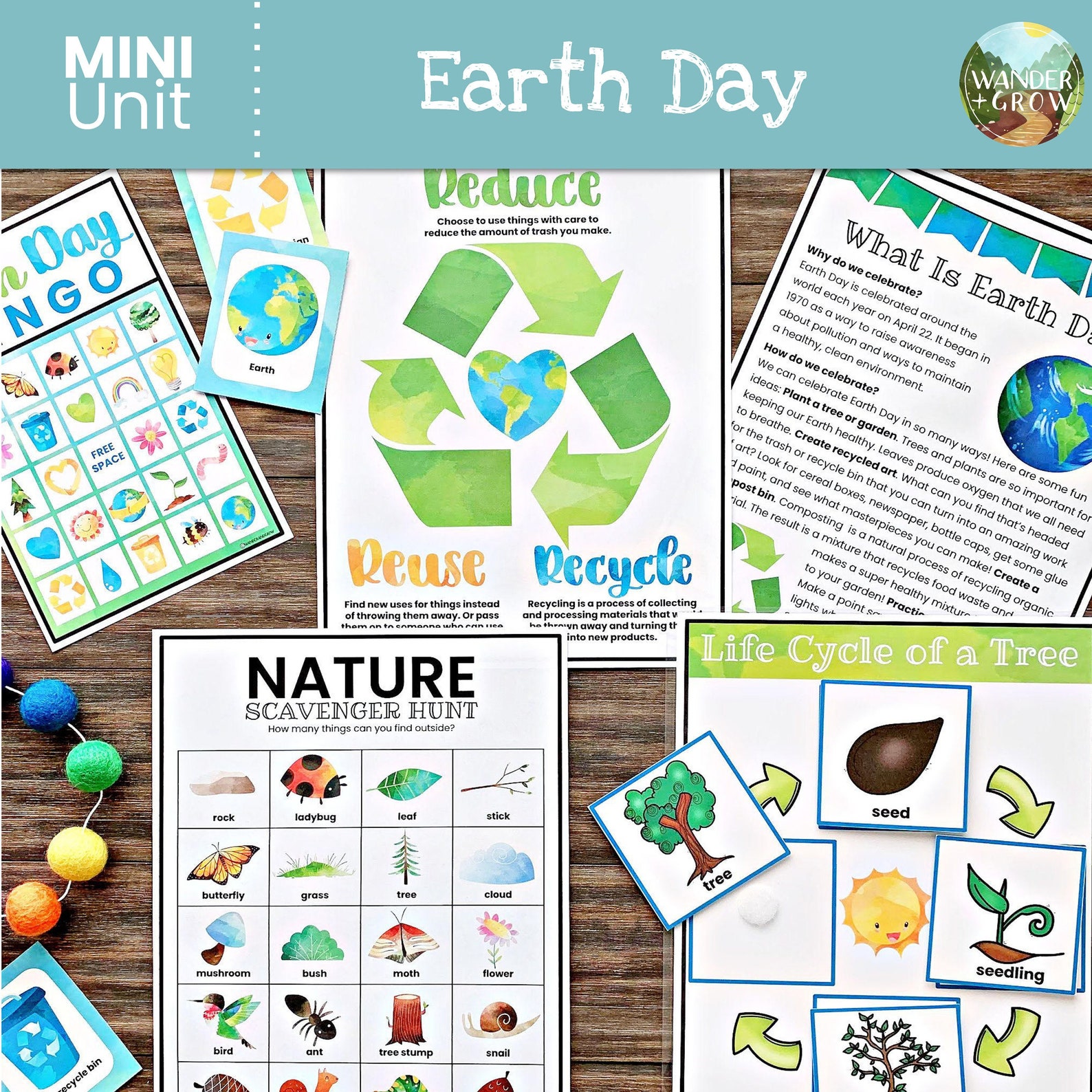 Earth Day Mini Unit Homeschool Preschool Earth Day Bingo - Etsy