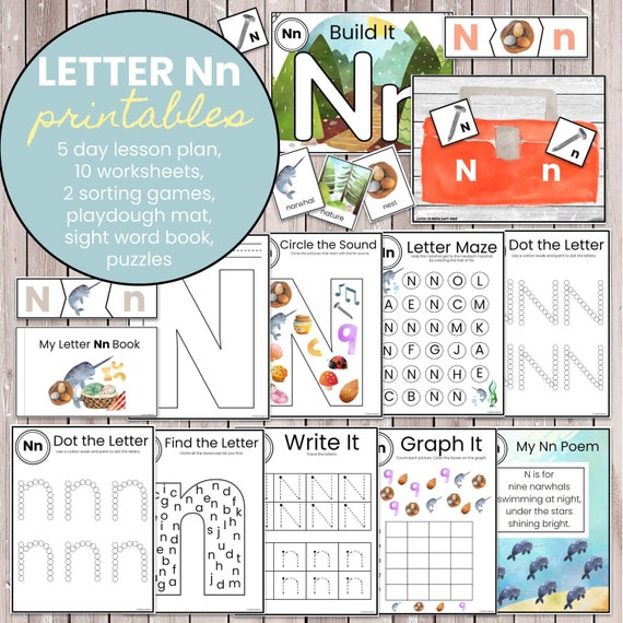 Letter N Printables for Preschool Pre-k and Kindergarten - Etsy