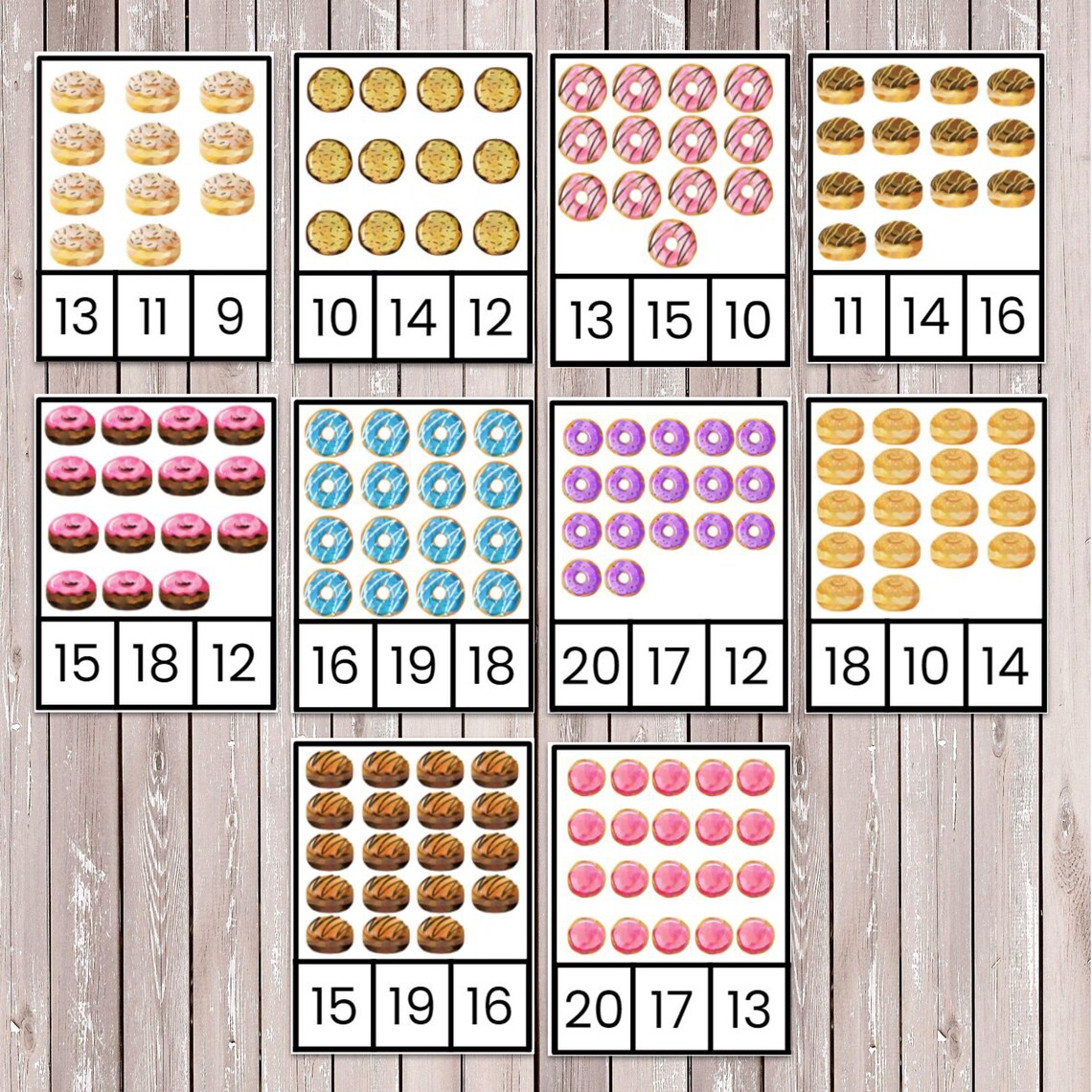 Numbers 1-20 Count and Clip Cards Donut Cothespin Counting National ...