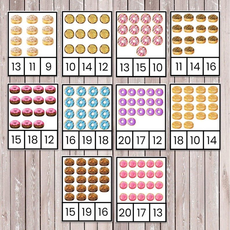Numbers 1-20 Count and Clip Cards Donut Cothespin Counting National ...