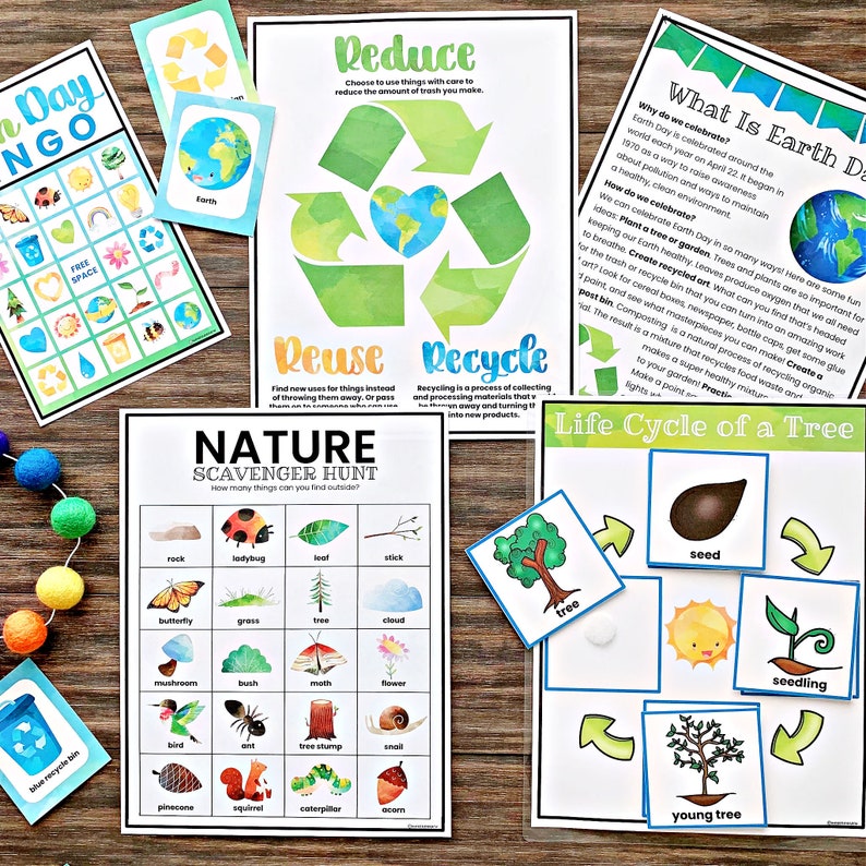 Earth Day Mini Unit Homeschool Preschool Earth Day Bingo, Scavenger ...