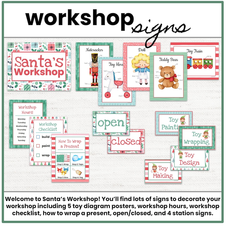 Santa's Workshop Dramatic Play, Pretend Play Printables | Christmas ...