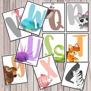 Alphabet Flash Cards | ABC Animals Printable Wall Art | Homeschool ...