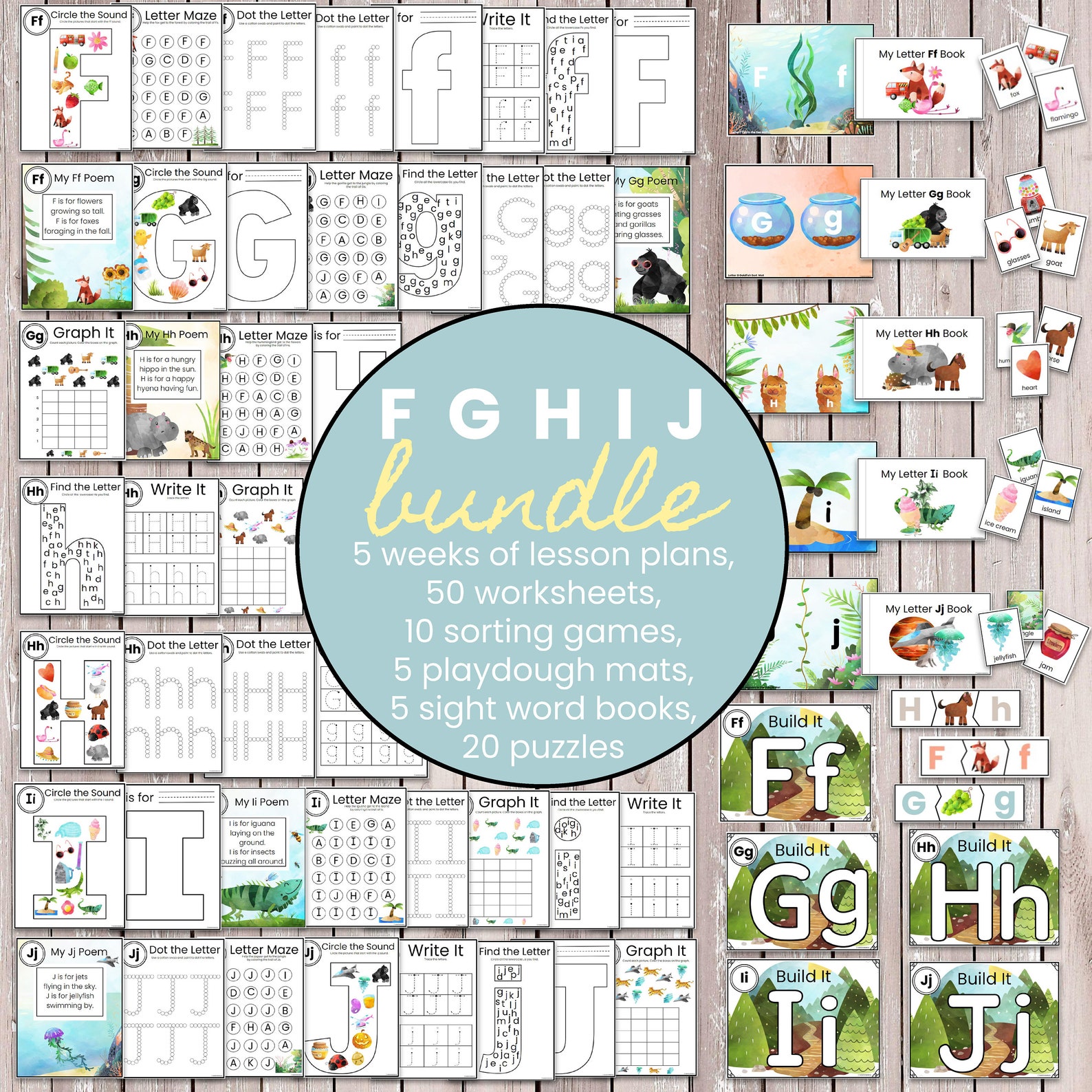 BUNDLE: Letters F G H I J Letter of the Week Preschool Homeschool ...